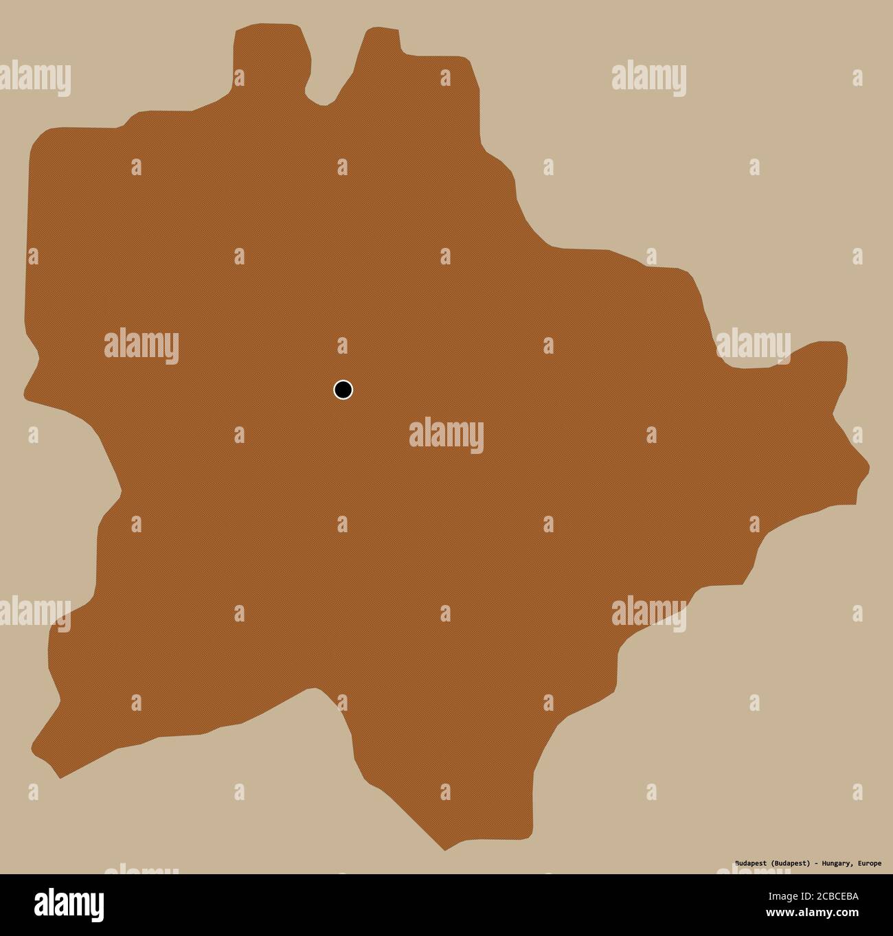 Shape of Budapest, capital city of Hungary, with its capital isolated ...