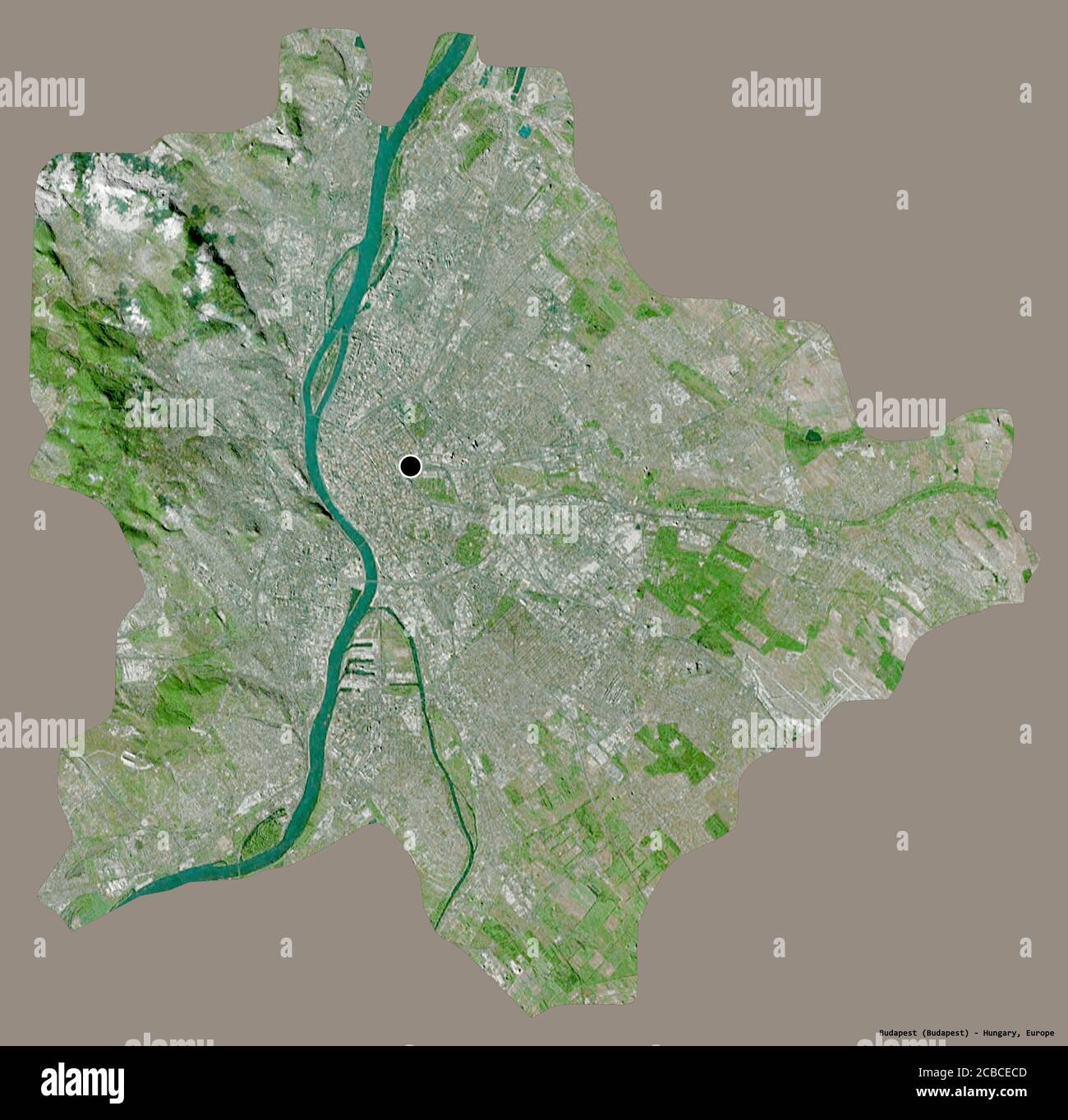 Shape of Budapest, capital city of Hungary, with its capital isolated ...