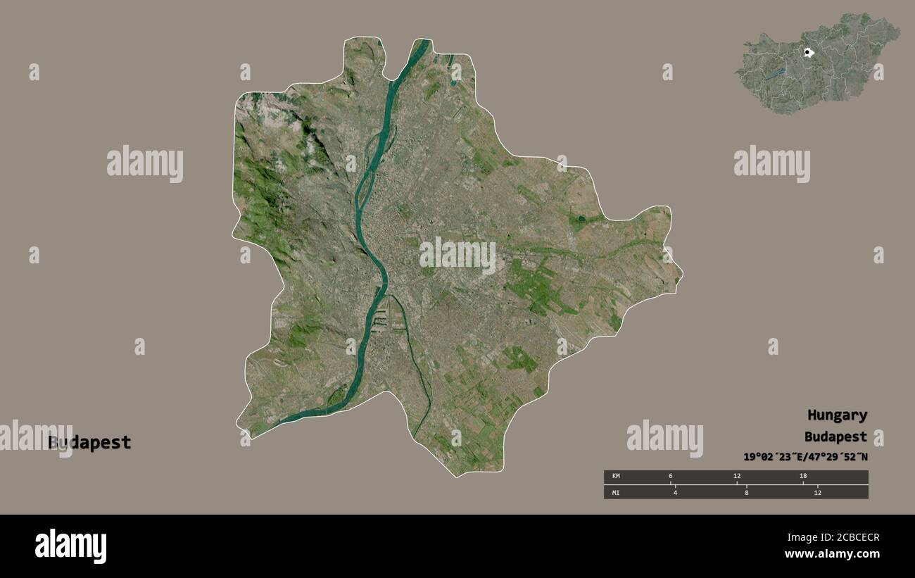 Shape of Budapest, capital city of Hungary, with its capital isolated ...