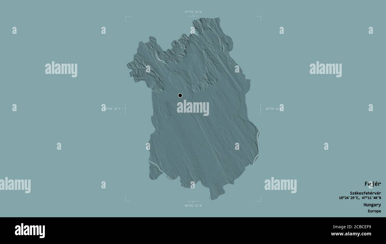 Area of Fejér, county of Hungary, isolated on a solid background in a ...