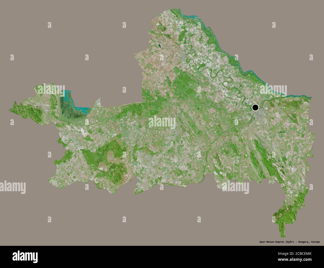 Shape of Gyor-Moson-Sopron, county of Hungary, with its capital ...