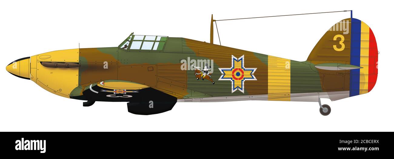Hawker Hurricane Mk I (Yellow 3) piloted by Lieutenant Horia Agarici of ...