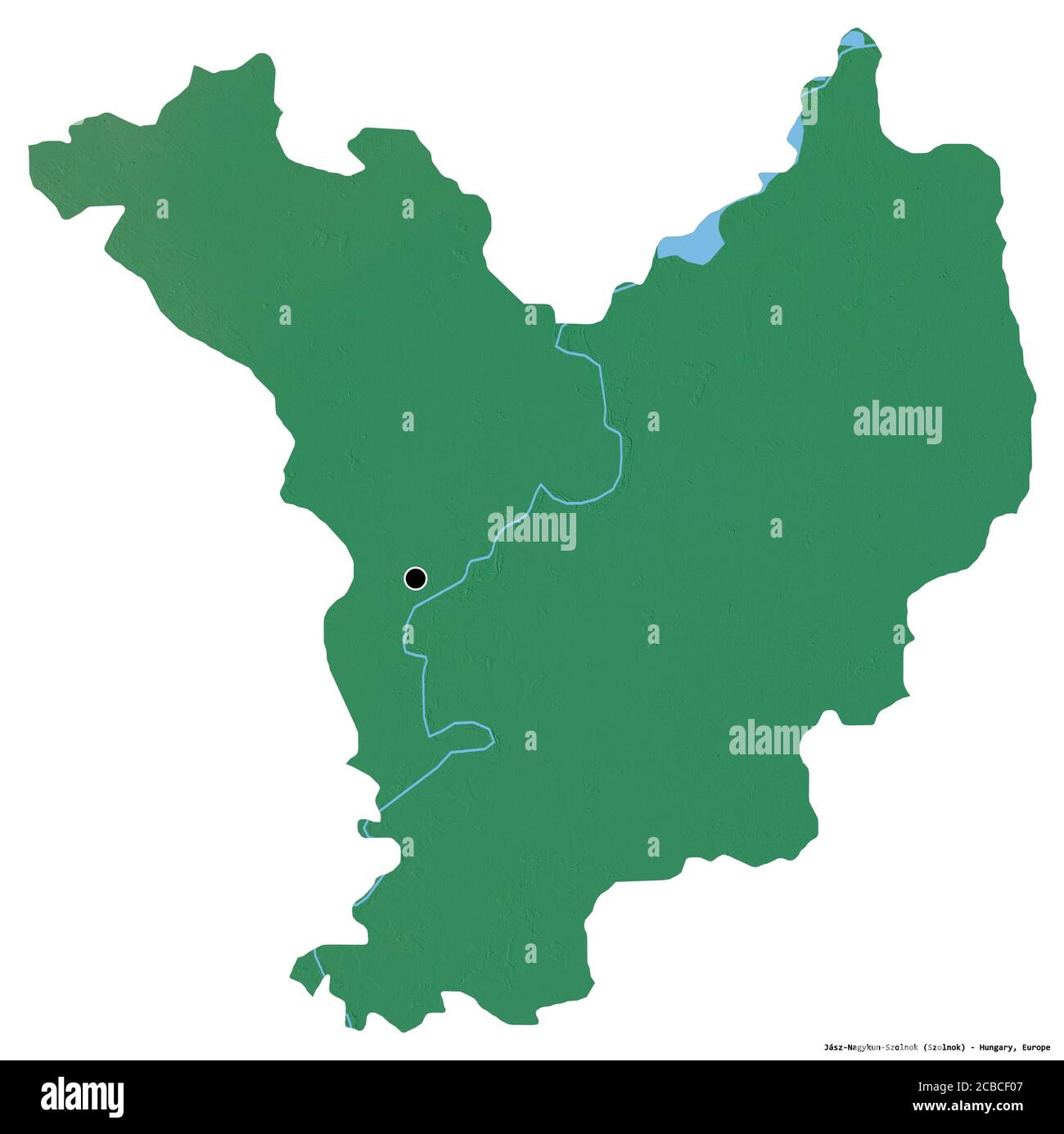 Shape of Jász-Nagykun-Szolnok, county of Hungary, with its capital ...