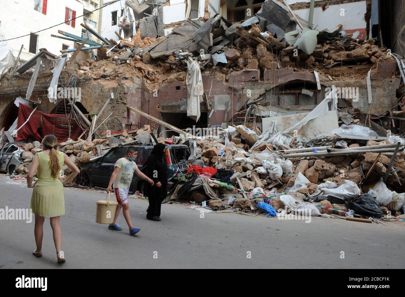 Beirut, Lebanon. 12th Aug, 2020. Damage and debris is seen in the ...