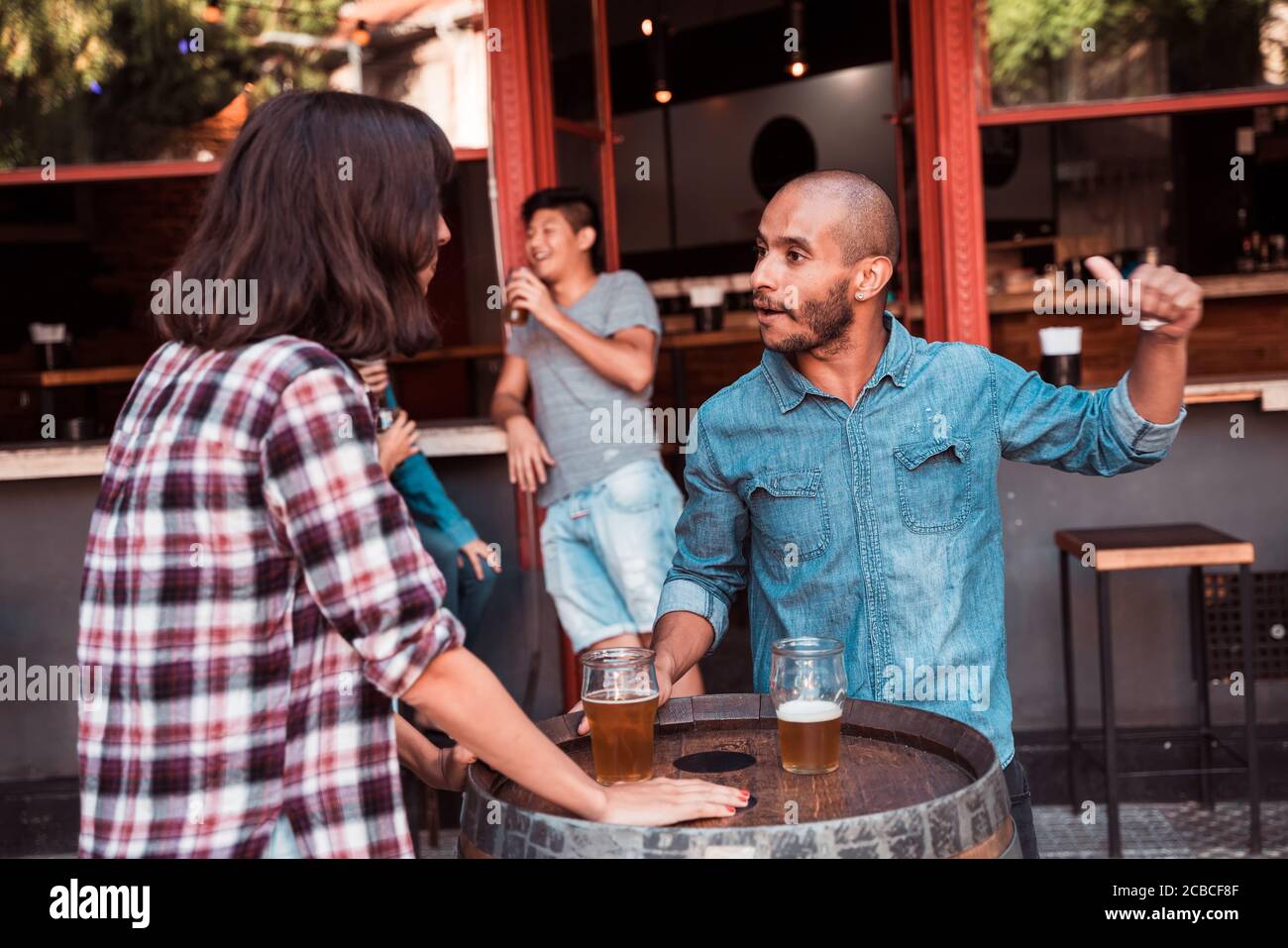 A angry man being upset in a argument with a female friend or ...