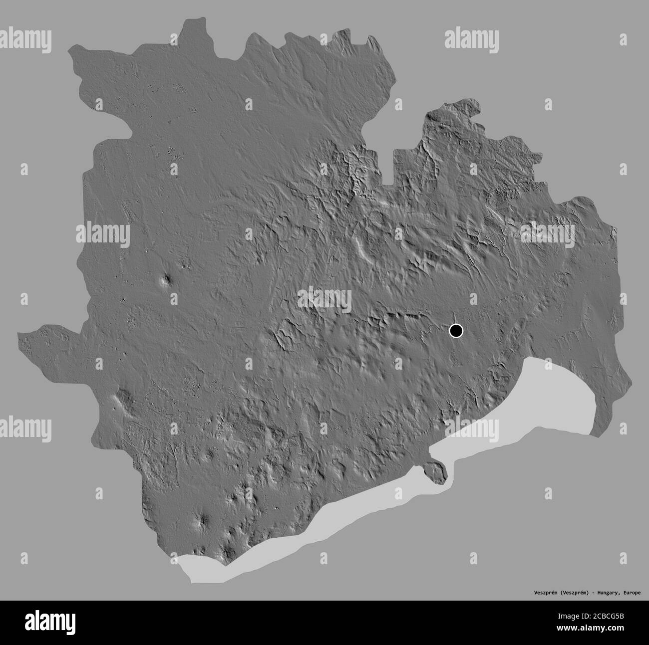 Shape of Veszprém, county of Hungary, with its capital isolated on a ...