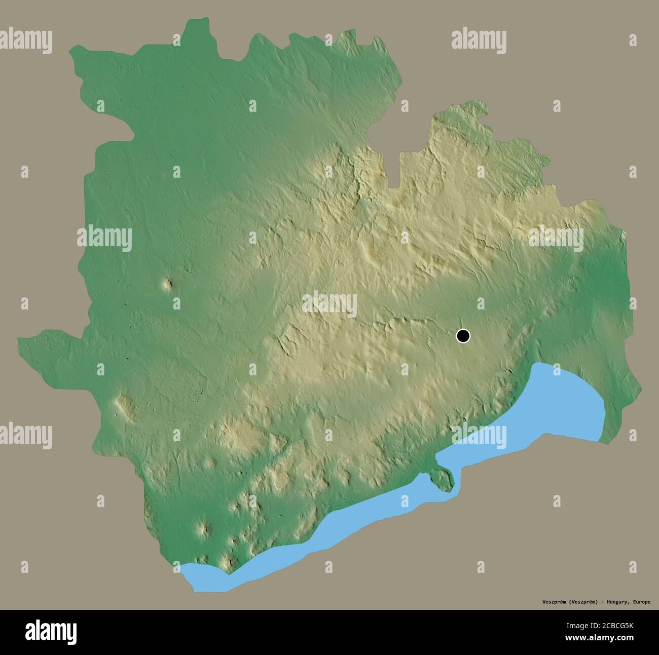 Shape of Veszprém, county of Hungary, with its capital isolated on a ...