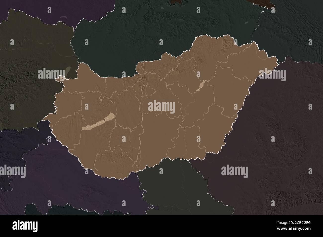 Shape of Hungary separated by the desaturation of neighboring areas ...