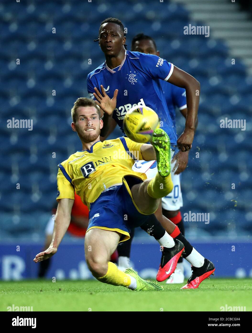 St Johnstone's Jamie McCarthy clears the ball during the Scottish ...