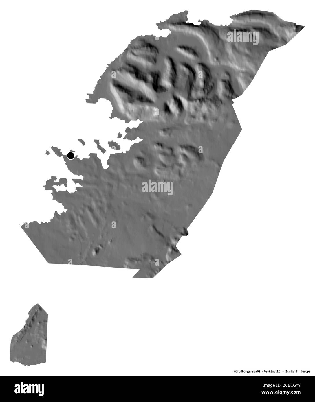 Shape of Höfuðborgarsvæði, region of Iceland, with its capital isolated ...