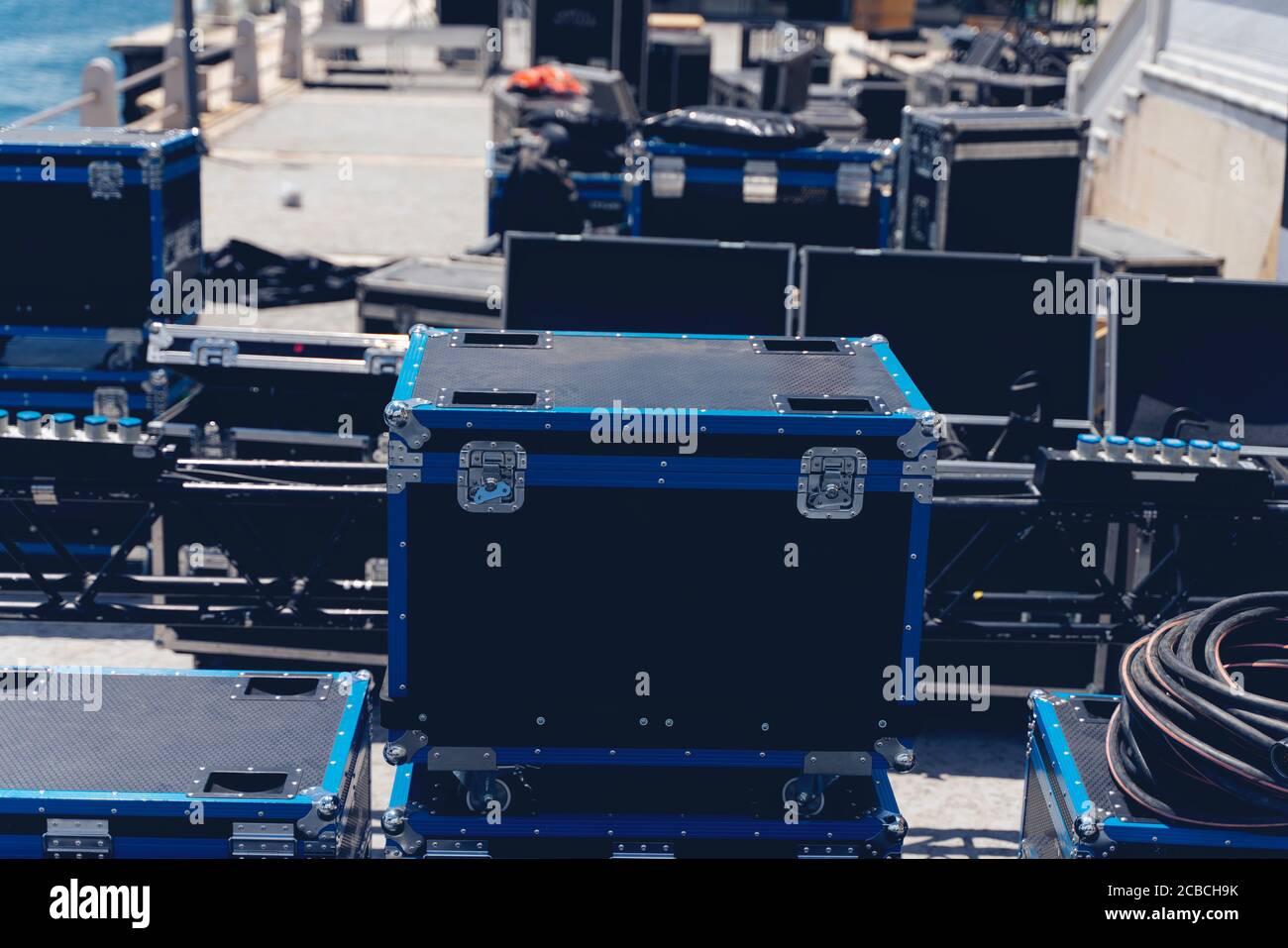 Empty concert stage with instruments hi-res stock photography and ...