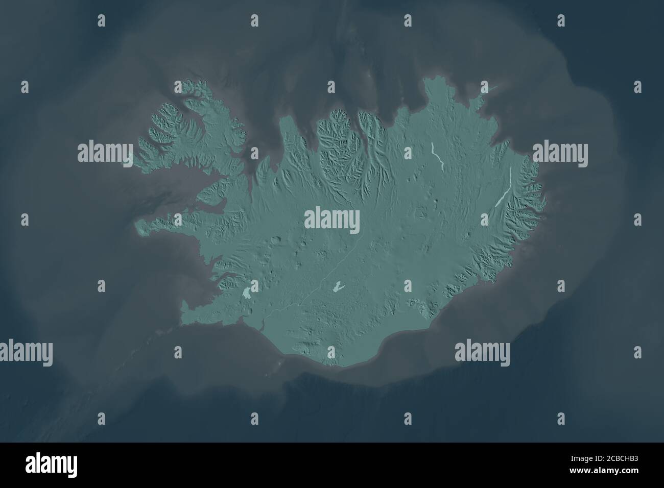 Shape of Iceland separated by the desaturation of neighboring areas ...