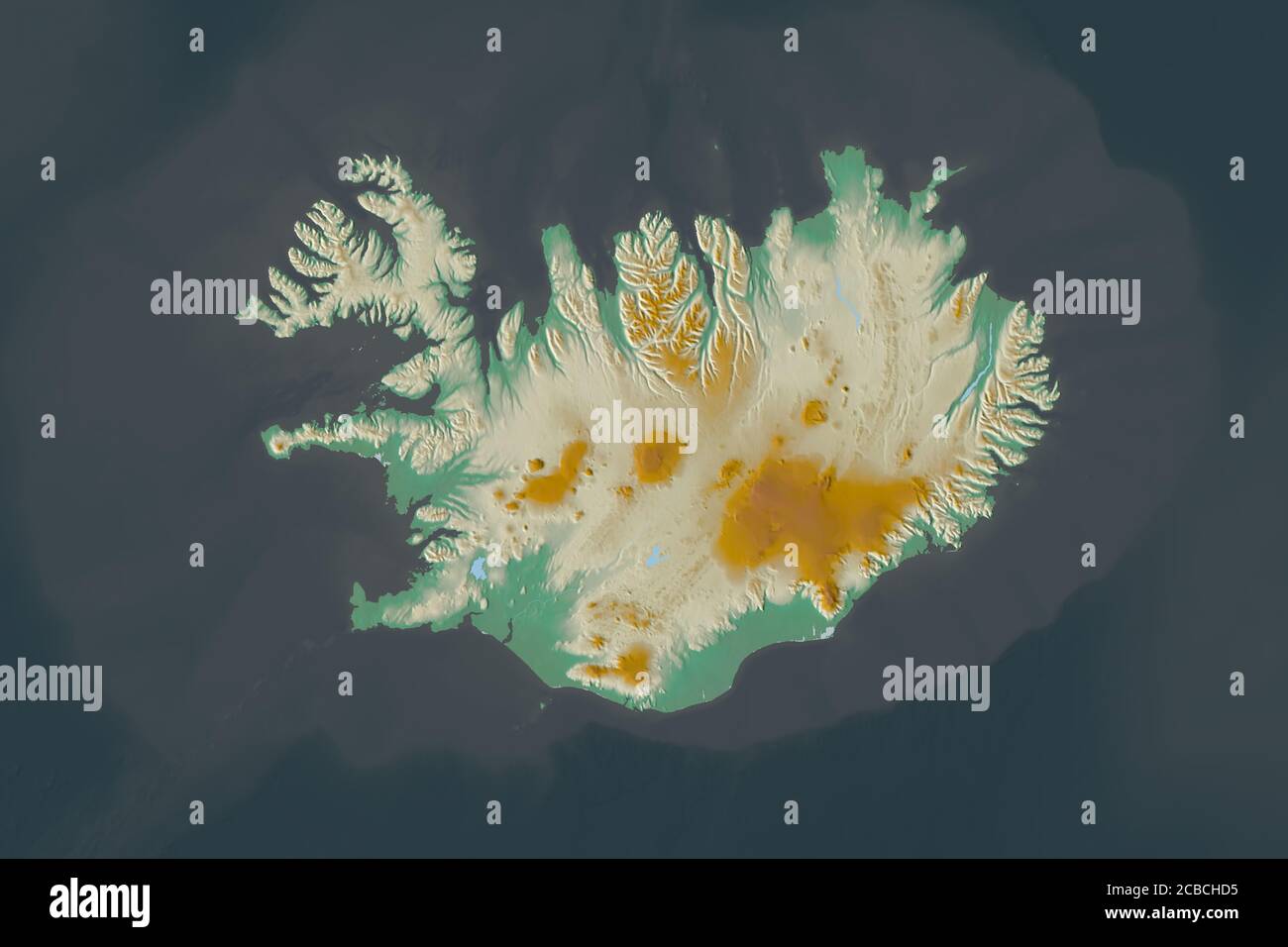 Shape of Iceland separated by the desaturation of neighboring areas ...