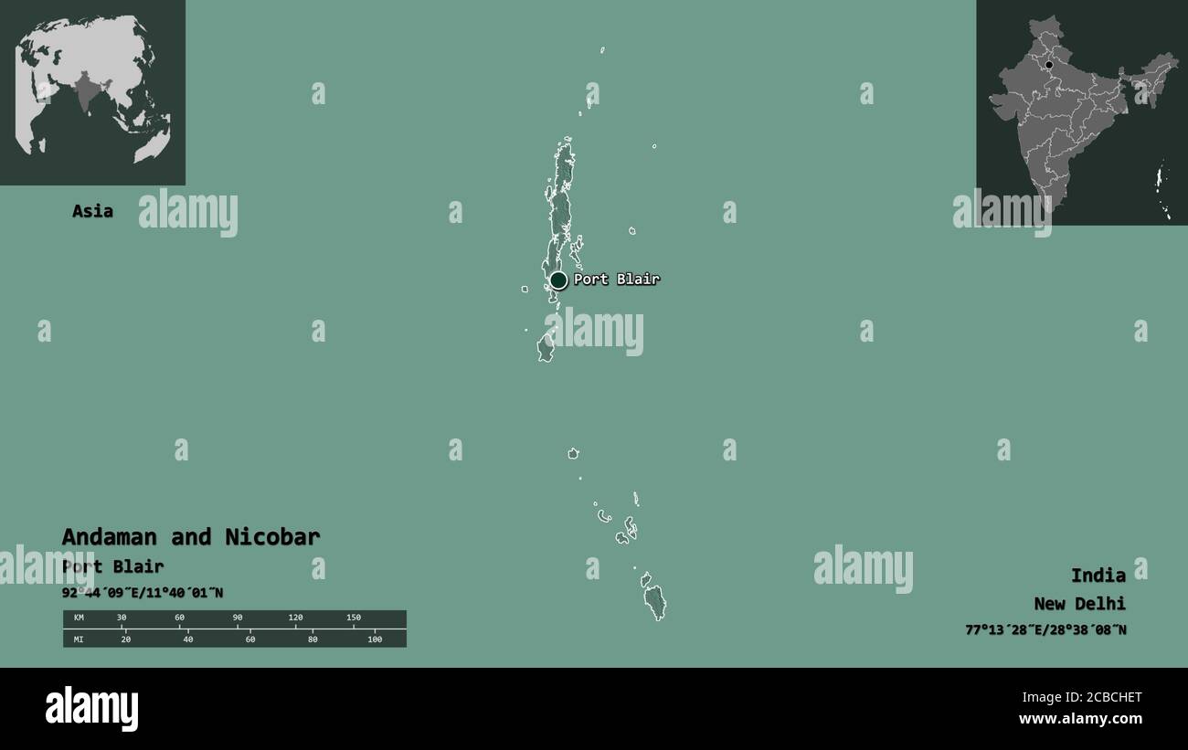 Shape of Andaman and Nicobar, union territory of India, and its capital ...