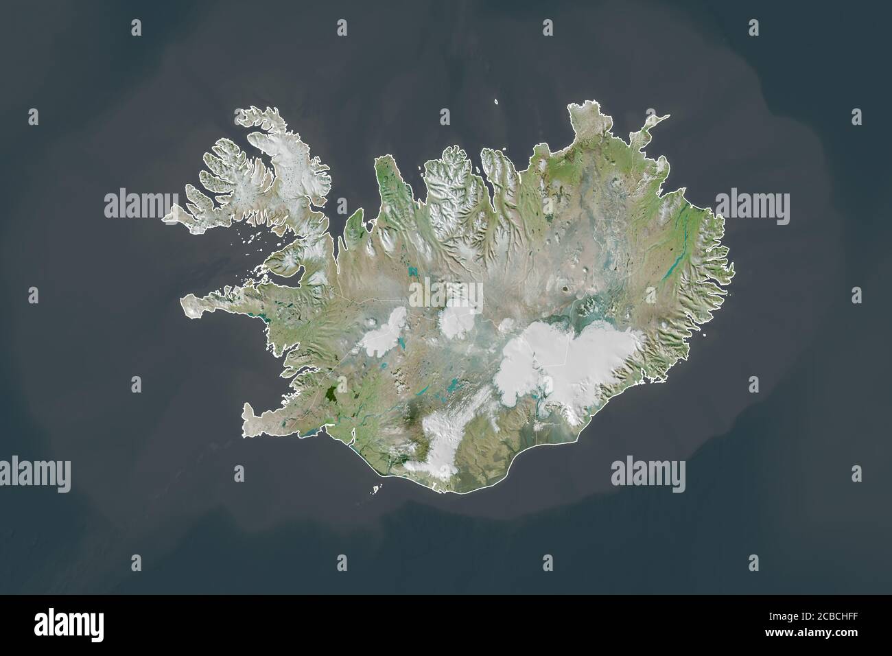 Shape of Iceland separated by the desaturation of neighboring areas ...