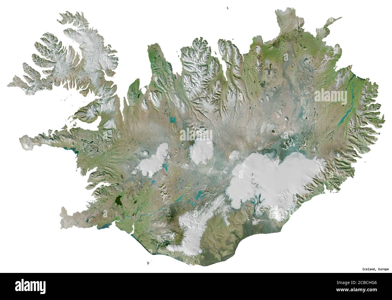Shape of Iceland with its capital isolated on white background ...