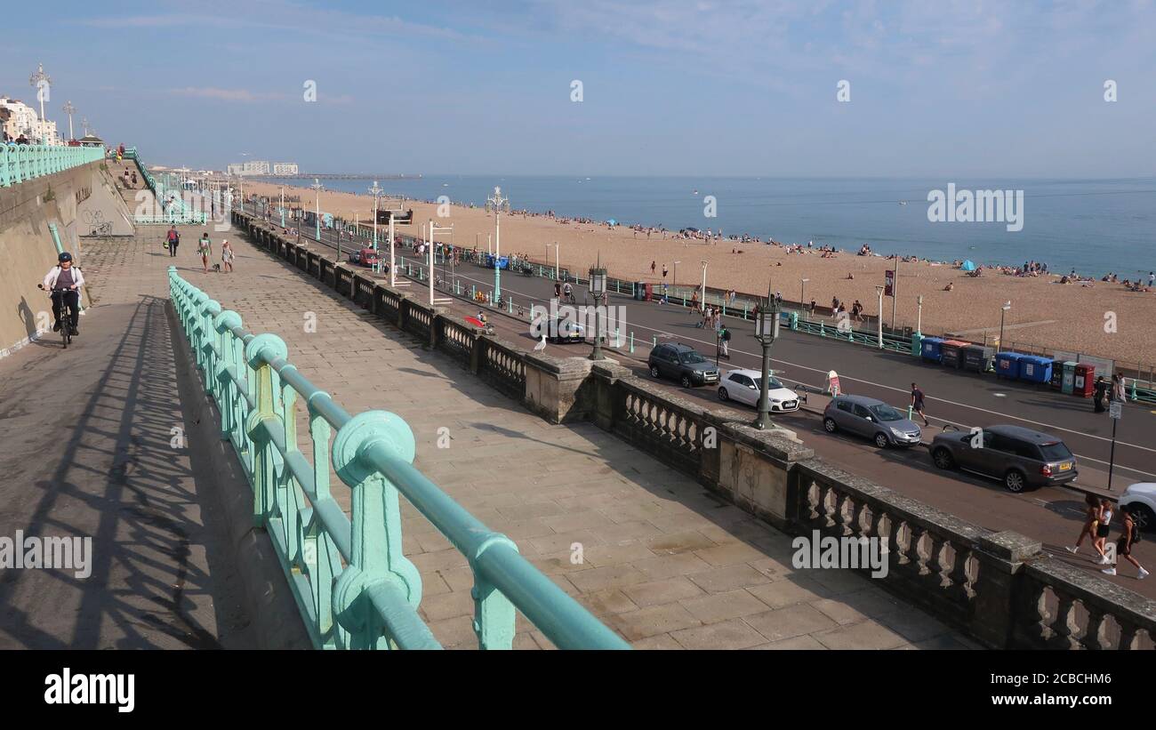 Brighton, UK - 10 August 2020: Walkways and ramps along the seashore ...