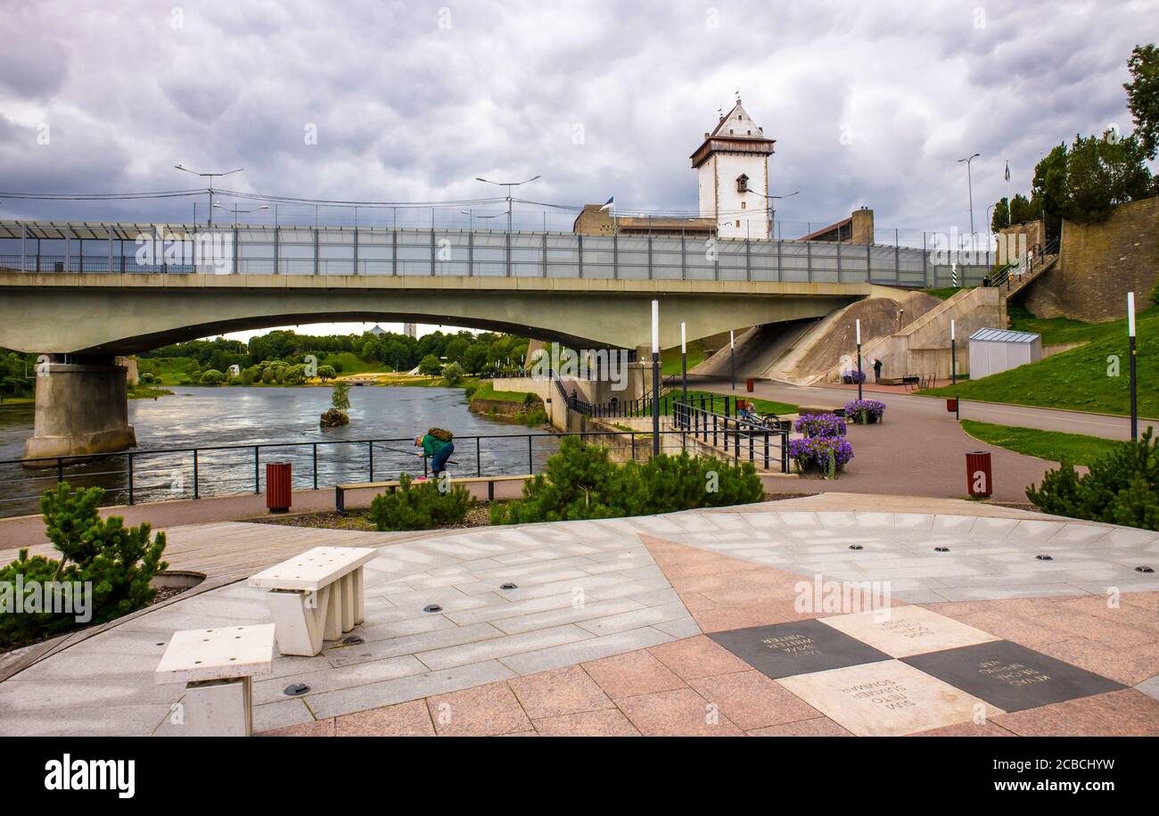Narva, Ida-Virumaa/ Estonia-11AUG2020. New beautiful modern promenade ...