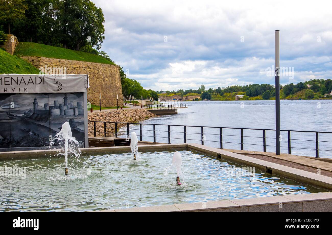 Narva, Ida-Virumaa/ Estonia-11AUG2020. New beautiful modern promenade ...