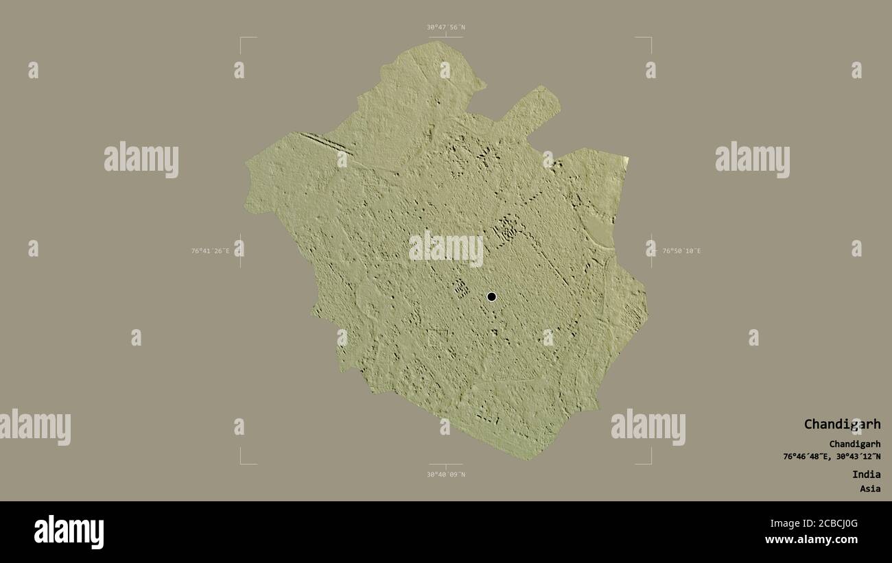 Area of Chandigarh, union territory of India, isolated on a solid ...