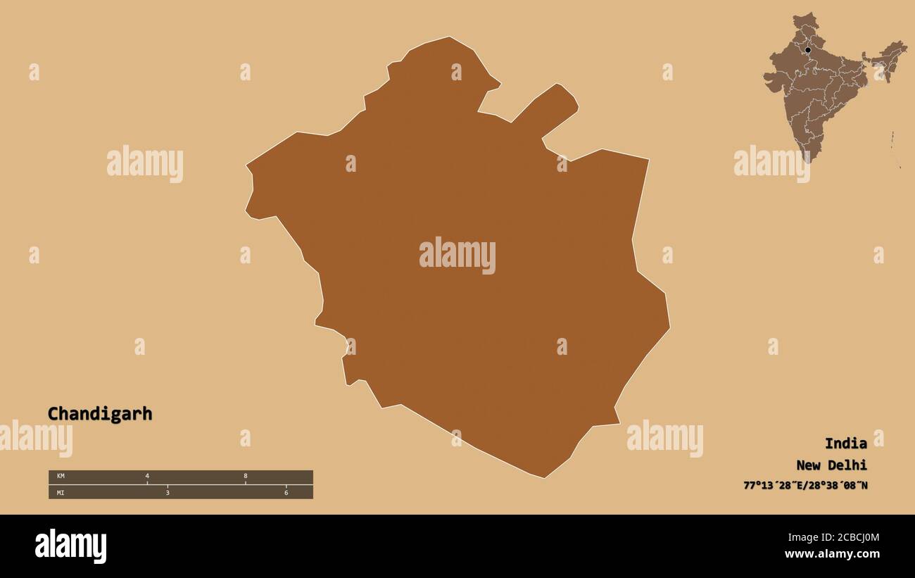 Shape of Chandigarh, union territory of India, with its capital ...