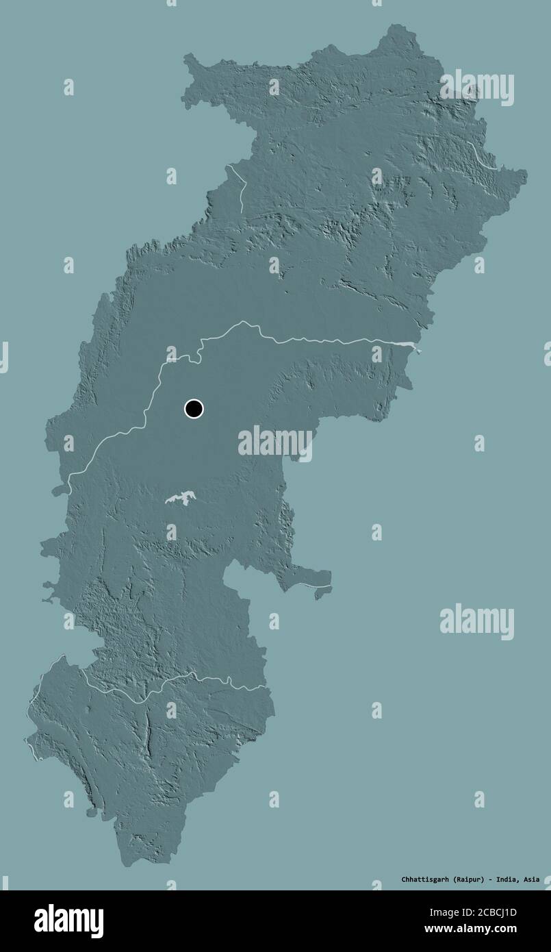 Shape of Chhattisgarh, state of India, with its capital isolated on a ...