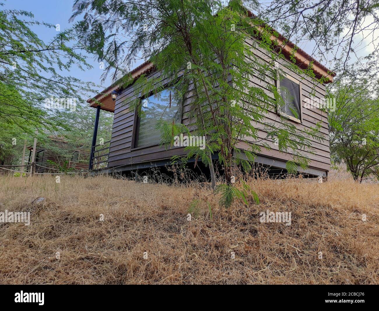 a beautiful wooden cabin between forests in Jordan Stock Photo - Alamy