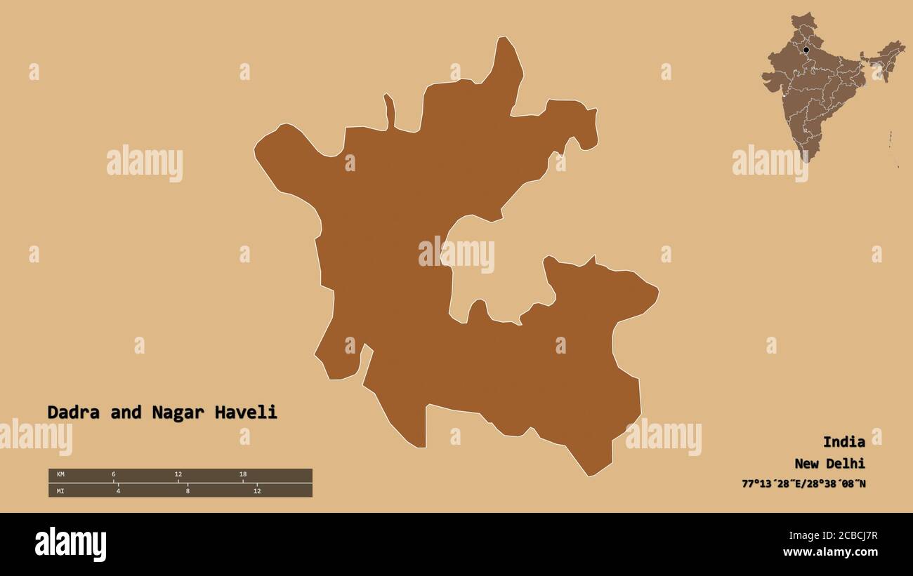 Shape of Dadra and Nagar Haveli, union territory of India, with its ...