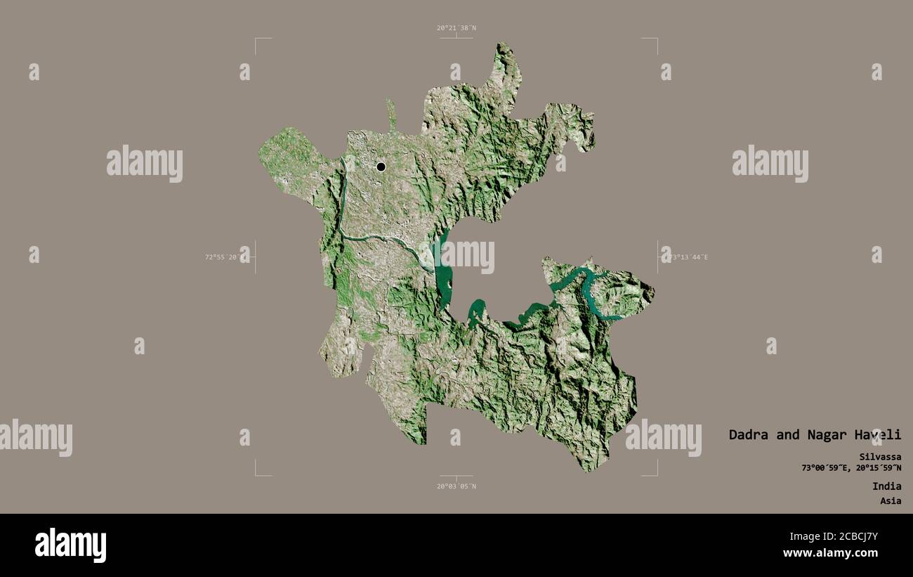 Area of Dadra and Nagar Haveli, union territory of India, isolated on a ...