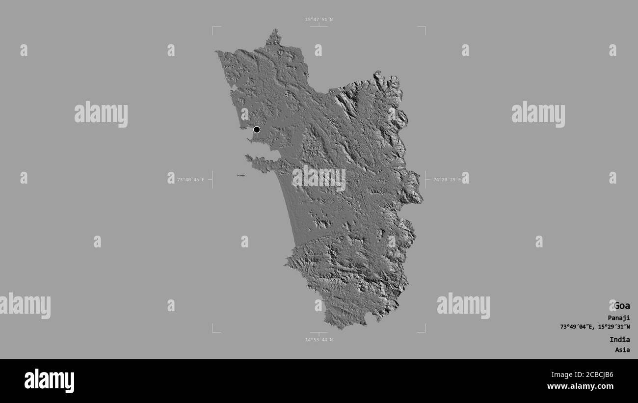 Area of Goa, state of India, isolated on a solid background in a ...