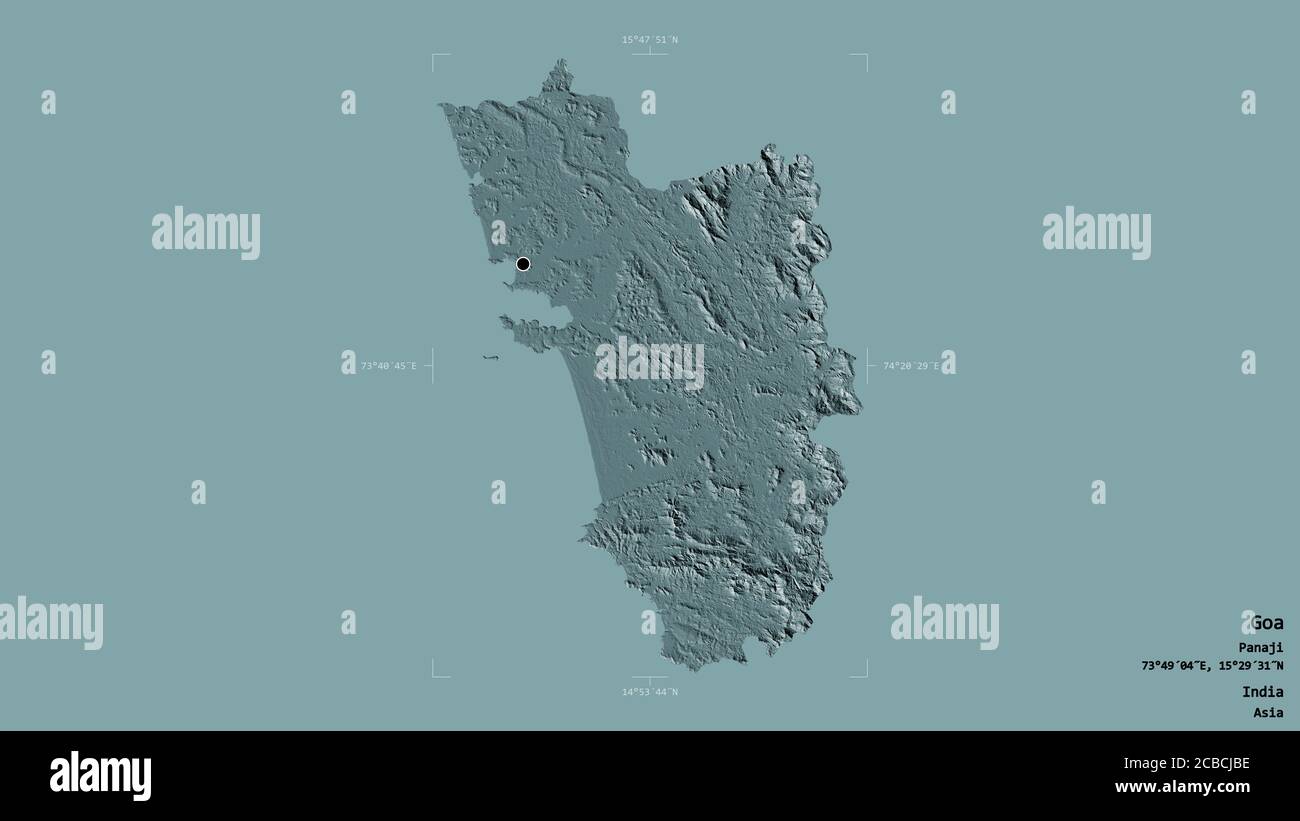 Area of Goa, state of India, isolated on a solid background in a ...