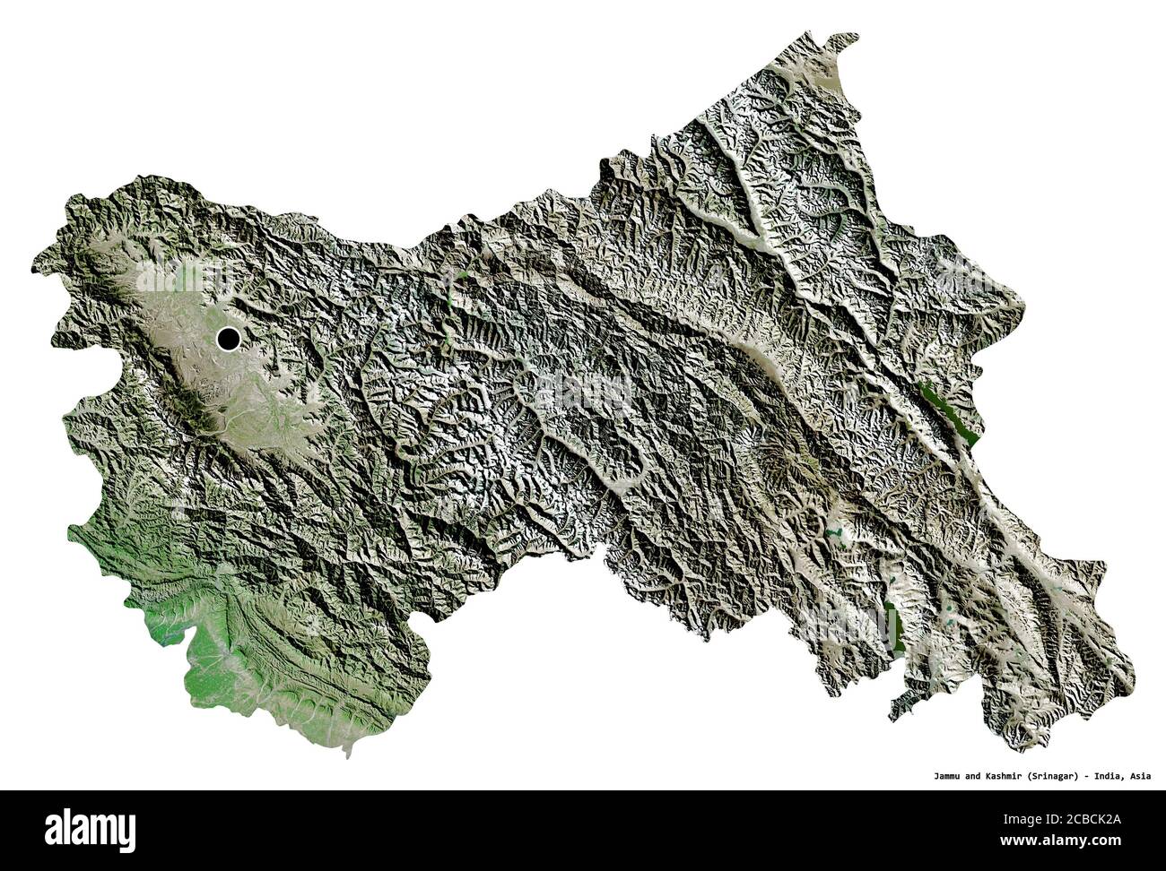 Shape of Jammu and Kashmir, state of India, with its capital isolated ...