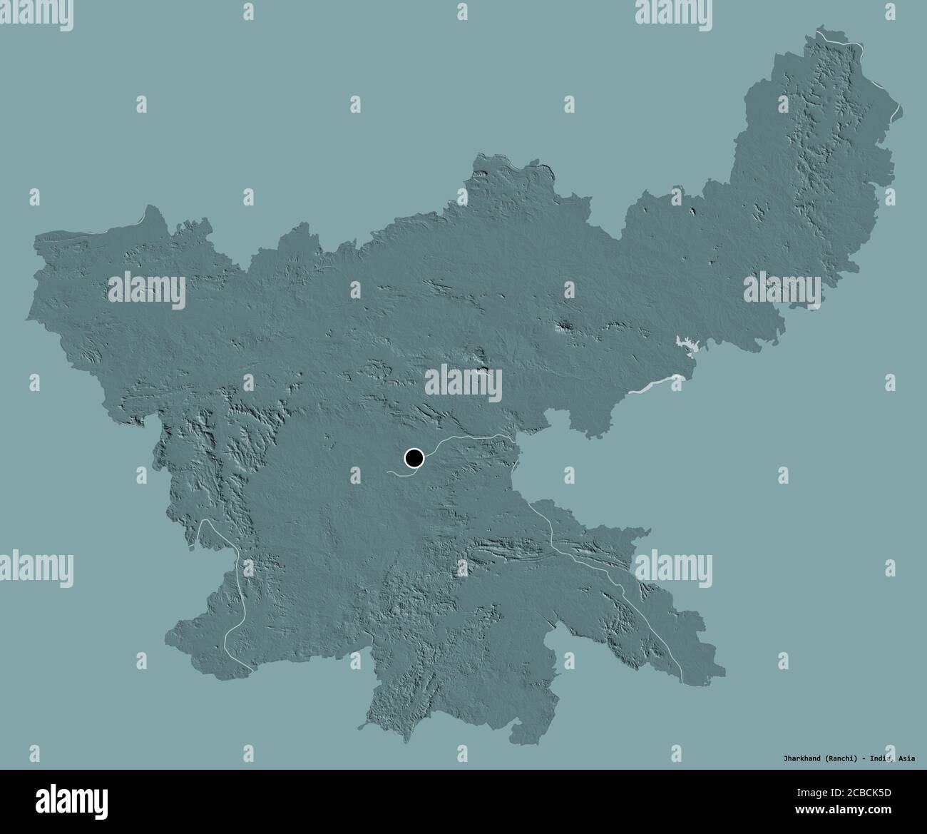 Shape of Jharkhand, state of India, with its capital isolated on a ...