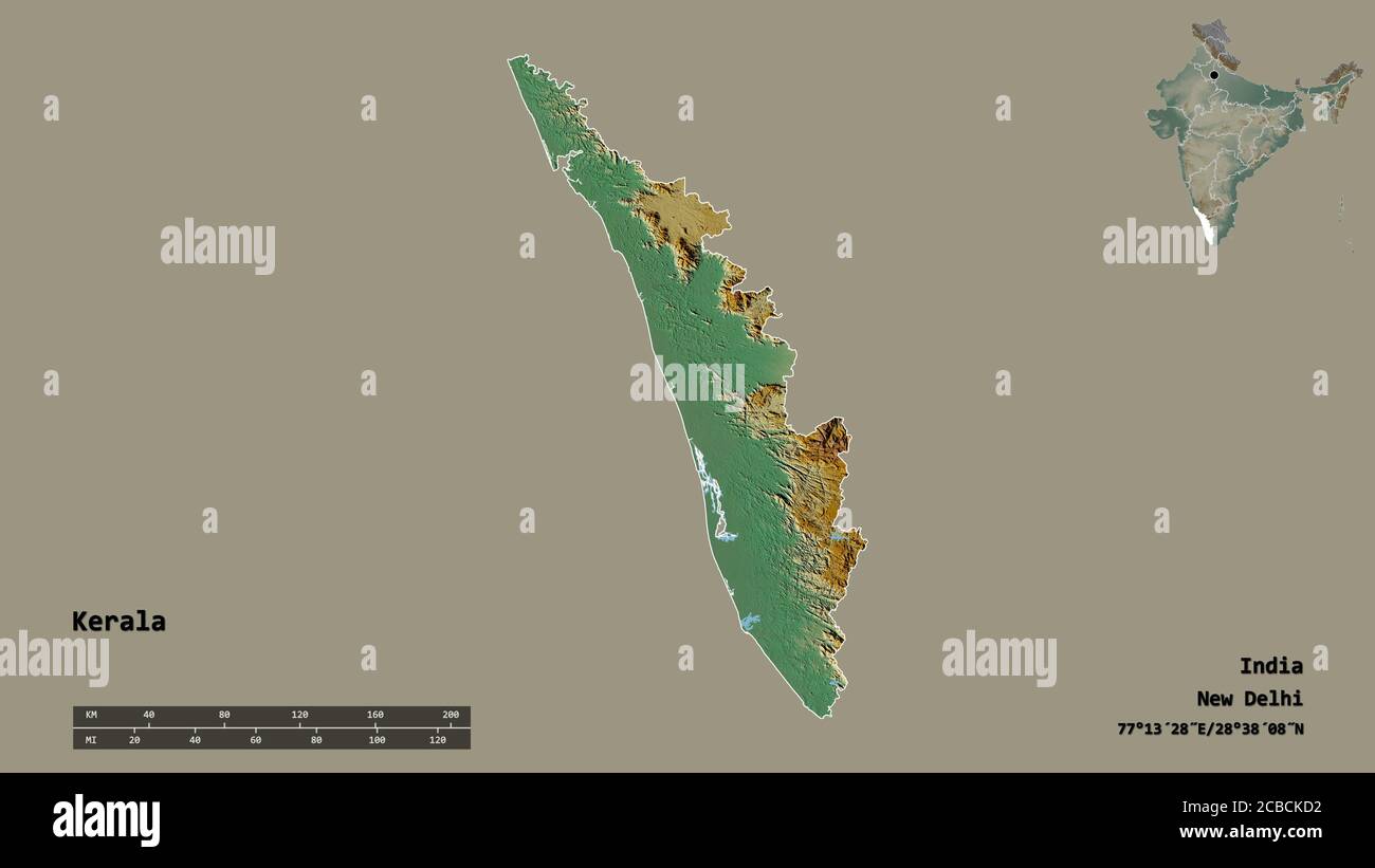 India state kerala relief map hi-res stock photography and images - Alamy