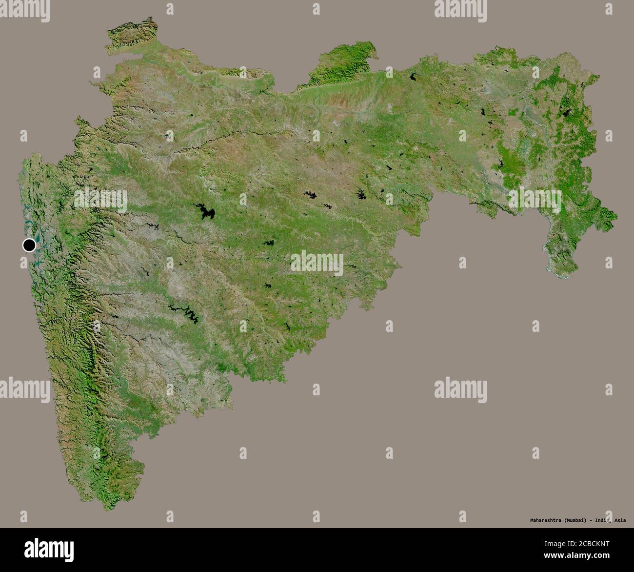 Shape of Maharashtra, state of India, with its capital isolated on a ...