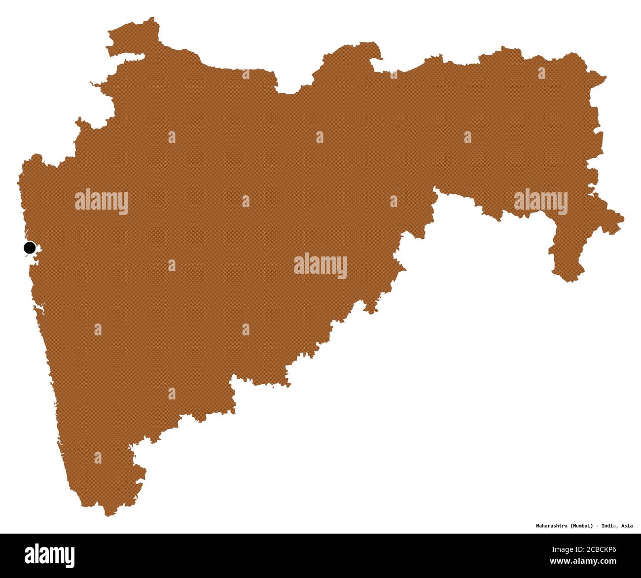 Shape of Maharashtra, state of India, with its capital isolated on ...