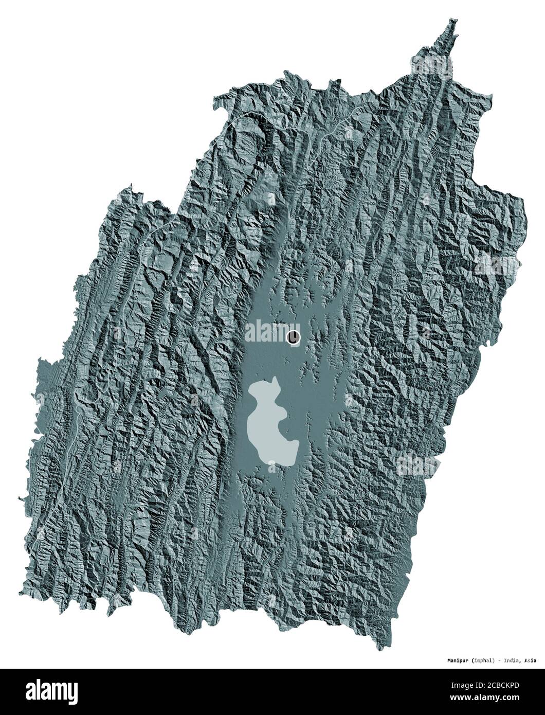 Shape of Manipur, state of India, with its capital isolated on white ...