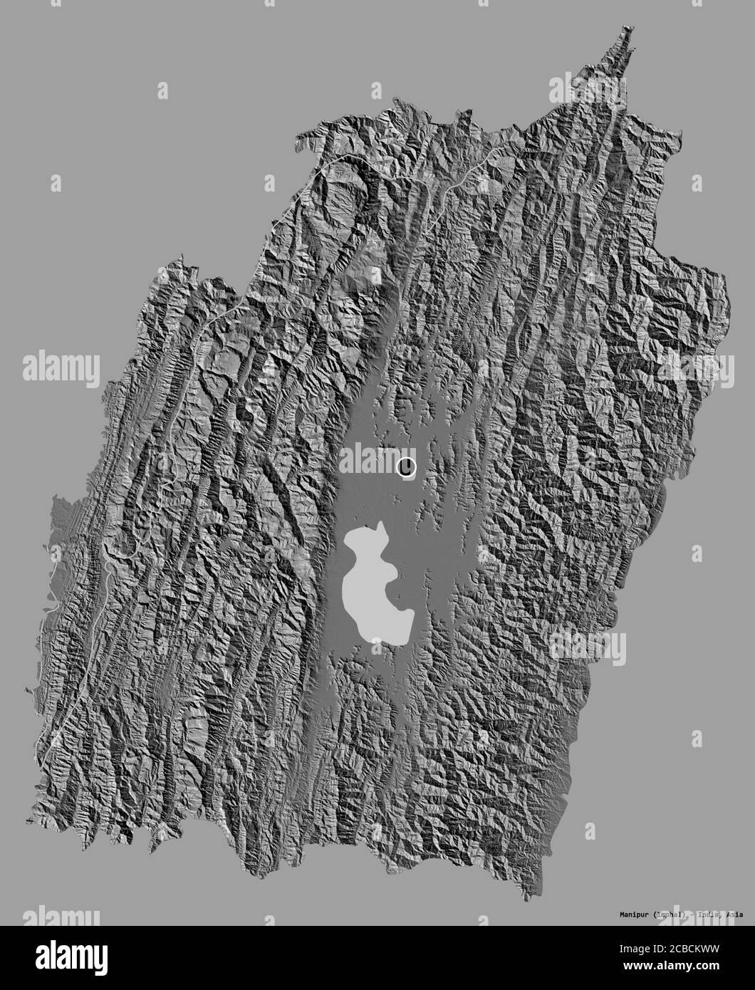 Shape of Manipur, state of India, with its capital isolated on a solid ...