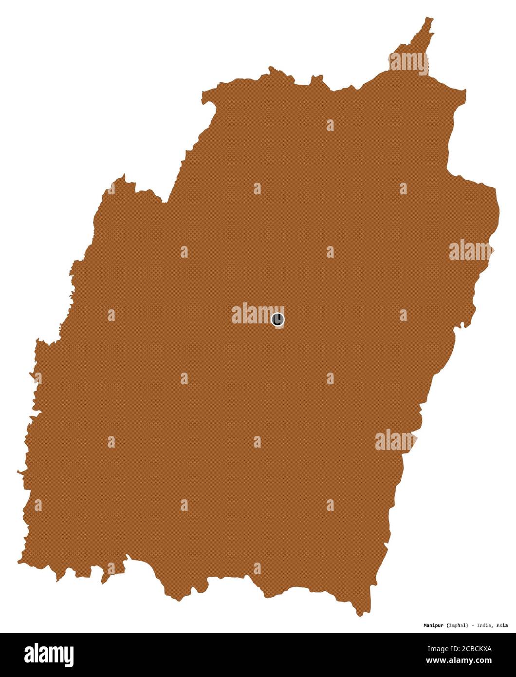 Shape of Manipur, state of India, with its capital isolated on white ...