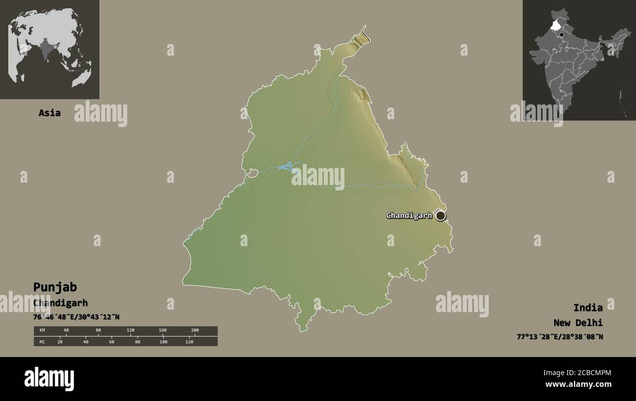 State punjab india relief map hi-res stock photography and images - Alamy