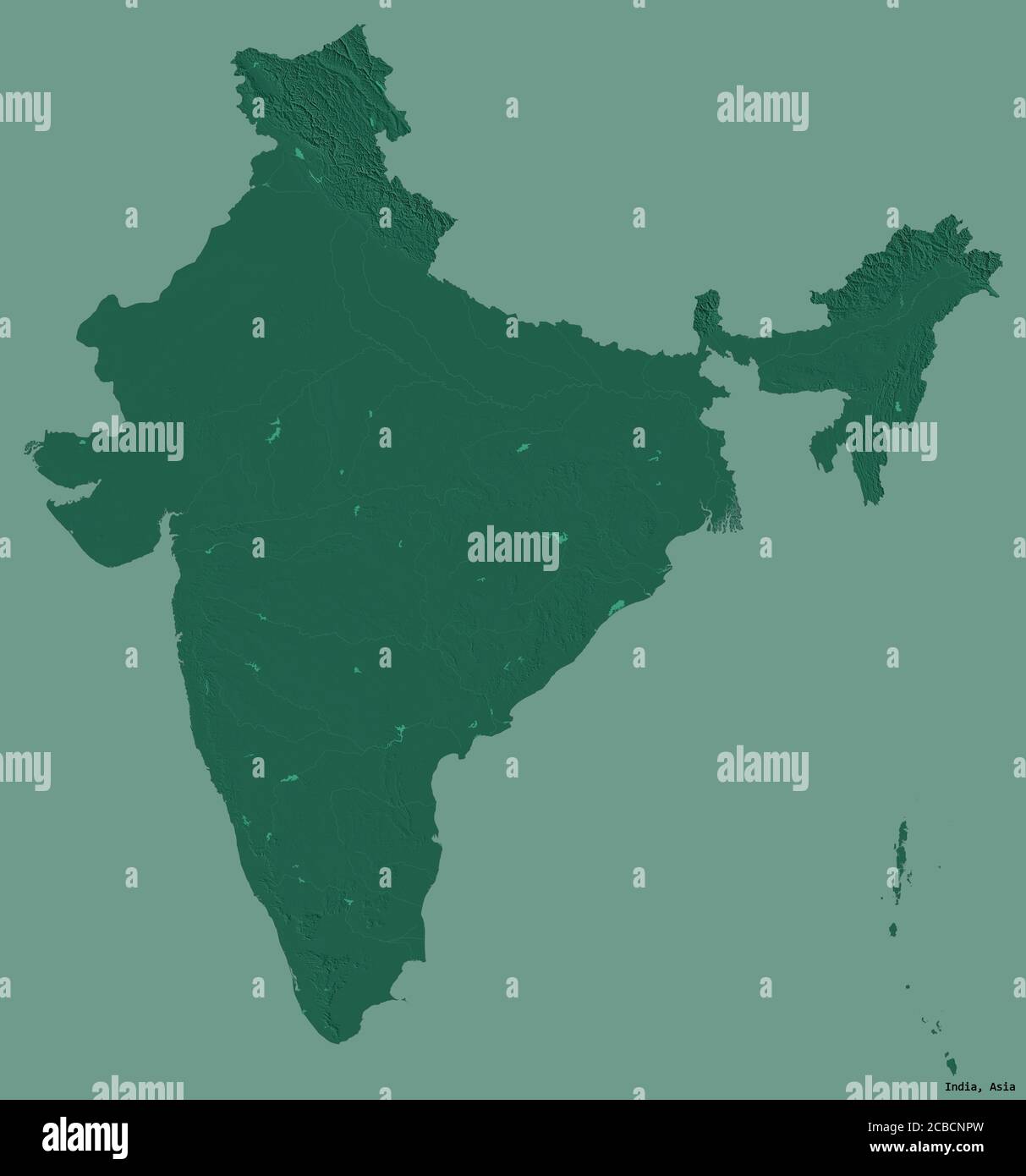 Shape of India with its capital isolated on a solid color background ...