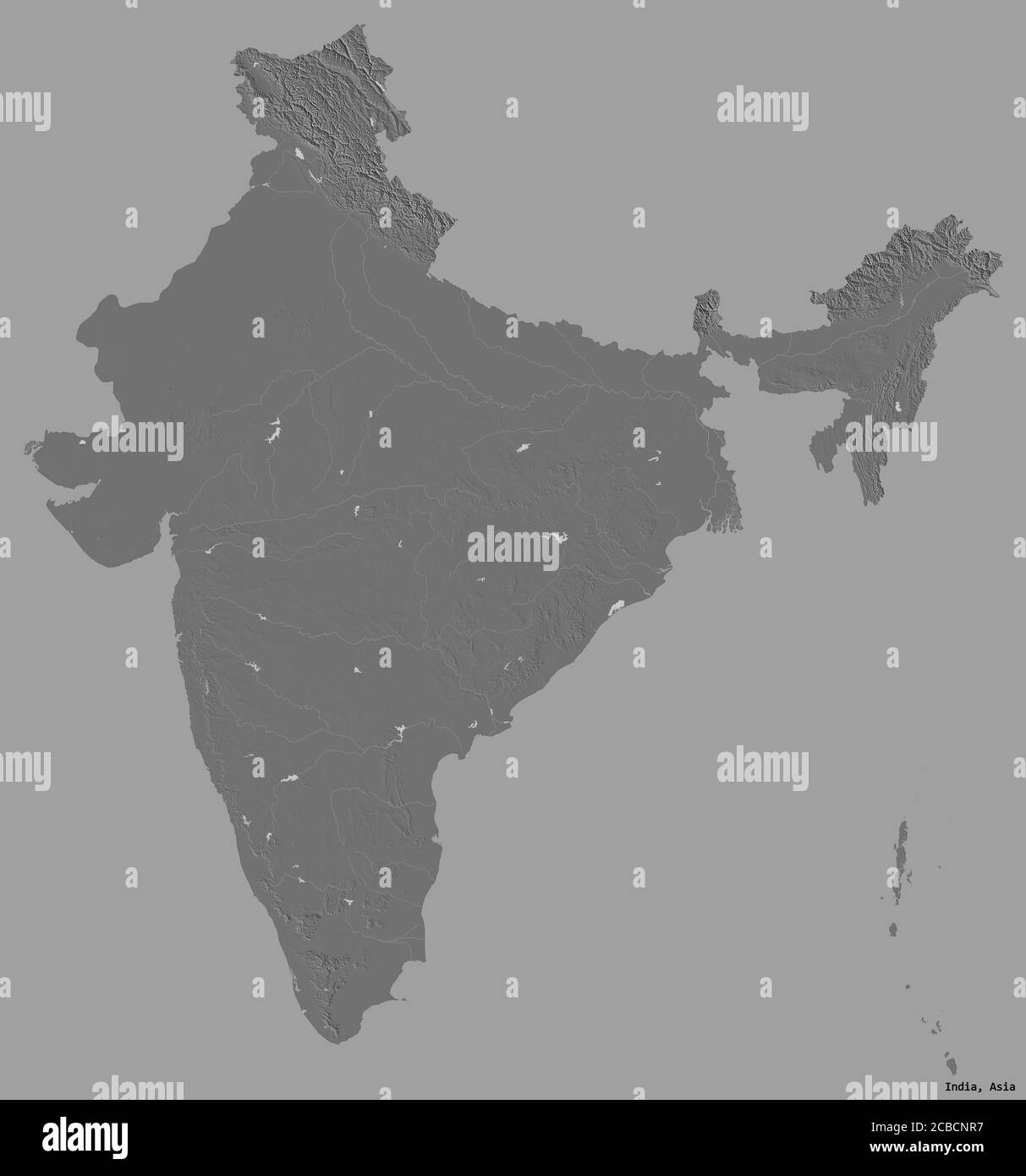 Shape of India with its capital isolated on a solid color background ...