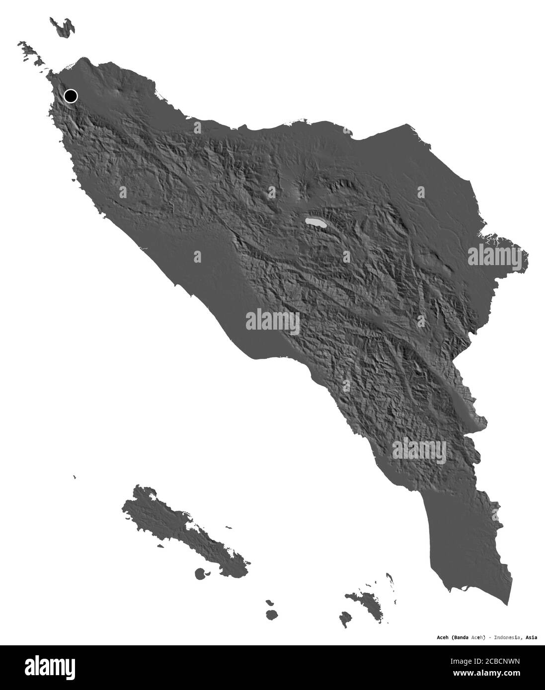 Shape of Aceh, autonomous province of Indonesia, with its capital ...
