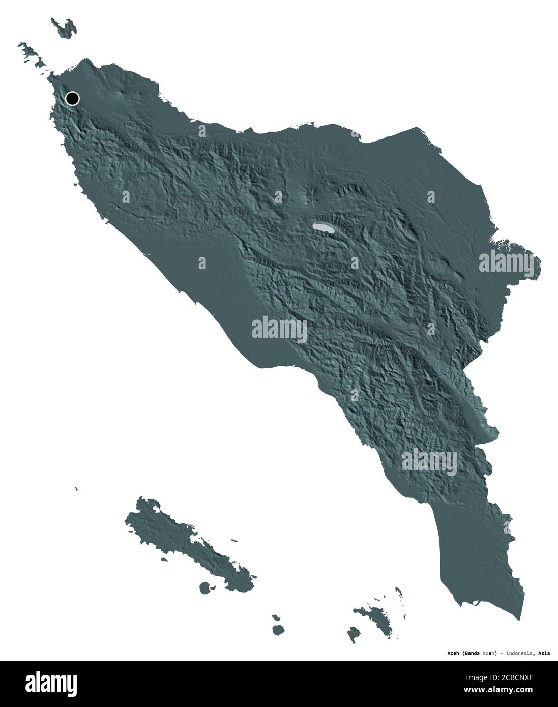 Shape of Aceh, autonomous province of Indonesia, with its capital ...