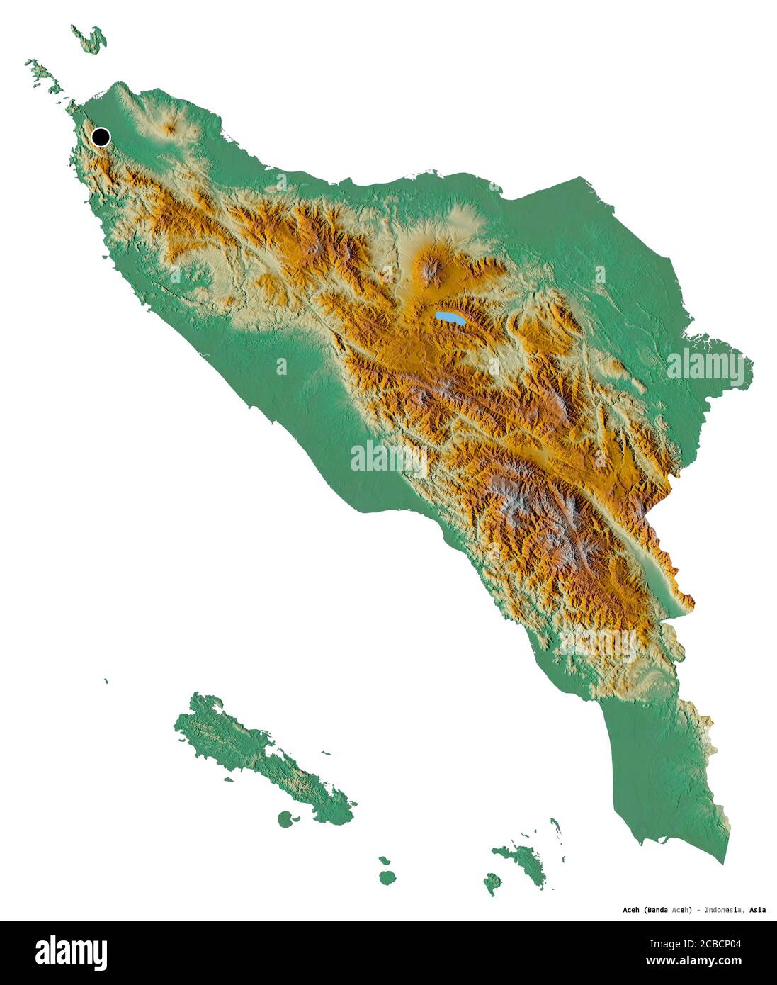 Shape of Aceh, autonomous province of Indonesia, with its capital ...