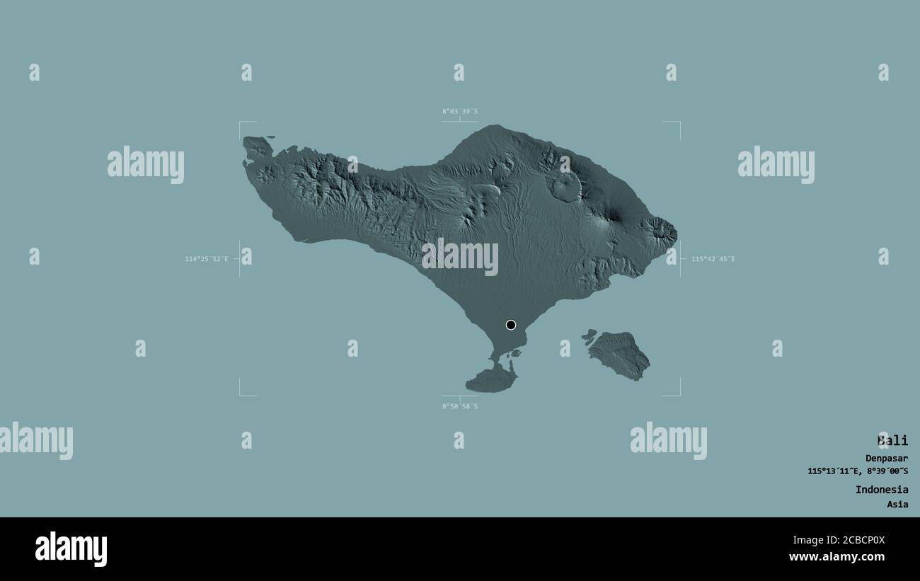 Area of Bali, province of Indonesia, isolated on a solid background in ...