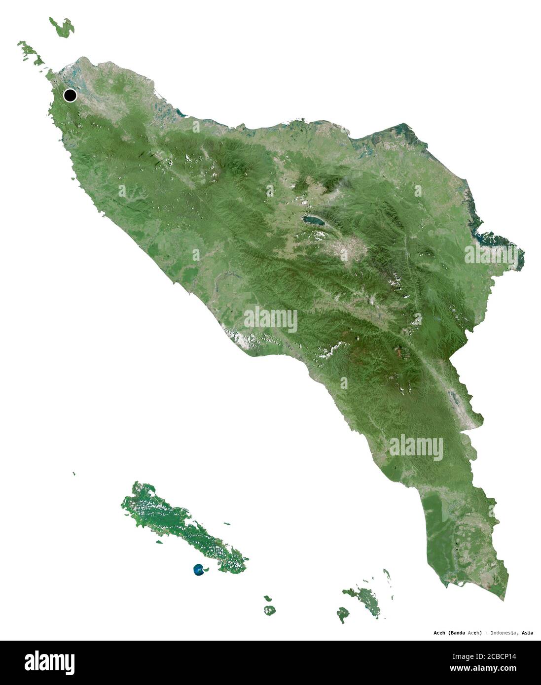 Shape of Aceh, autonomous province of Indonesia, with its capital ...