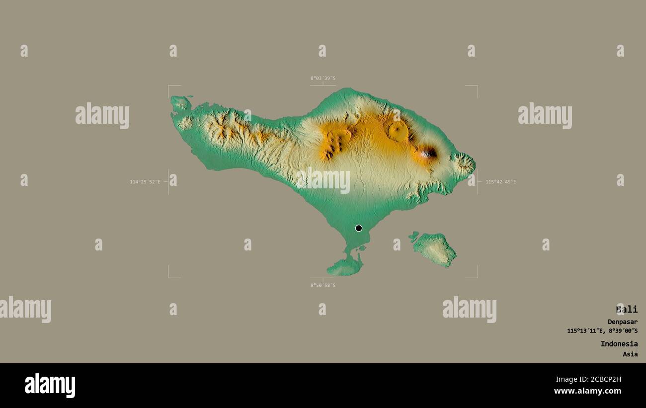 Area of Bali, province of Indonesia, isolated on a solid background in ...