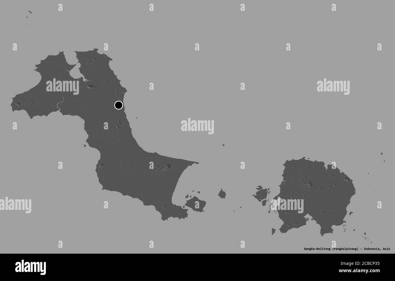 Shape of Bangka-Belitung, province of Indonesia, with its capital ...