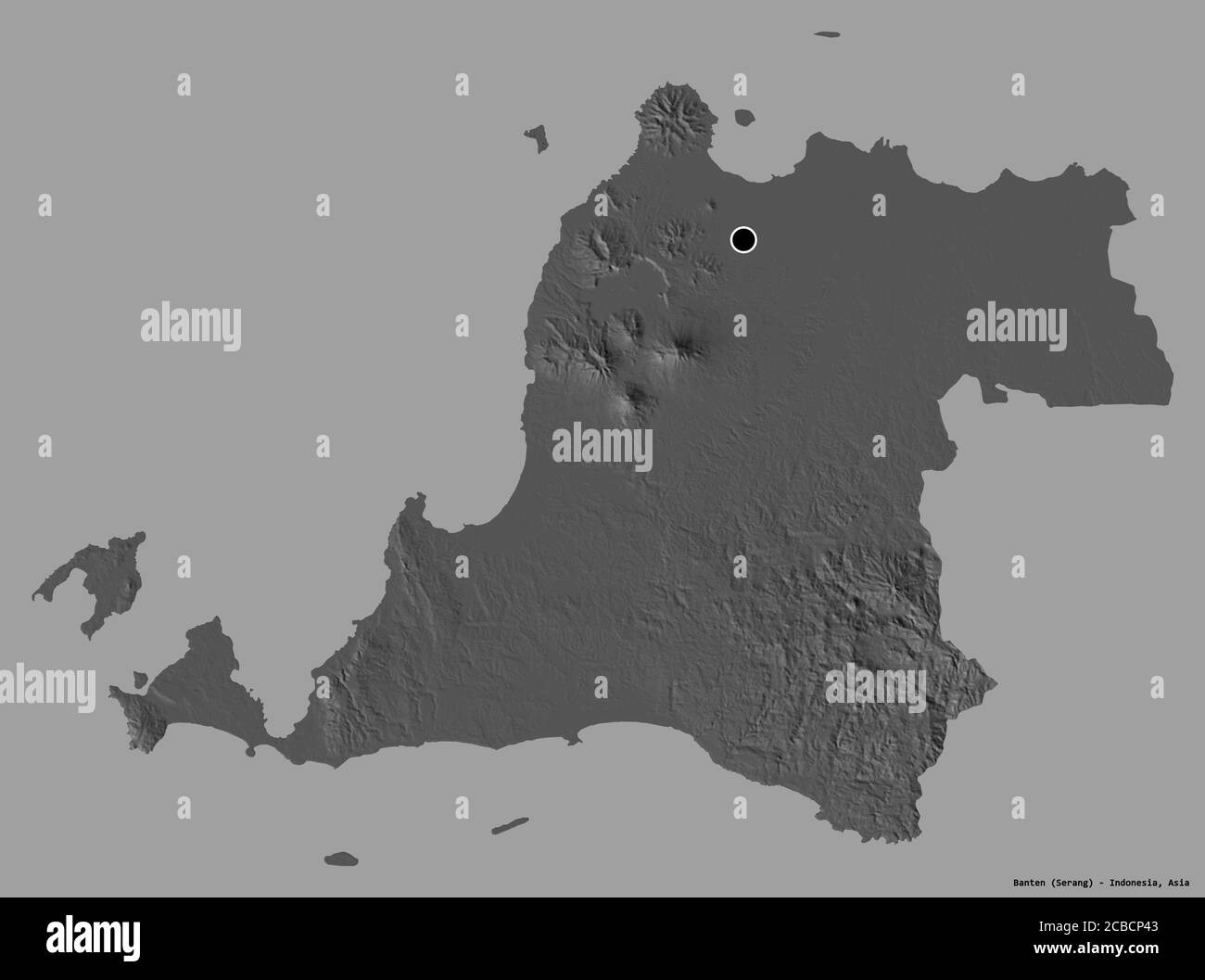 Shape of Banten, province of Indonesia, with its capital isolated on a ...